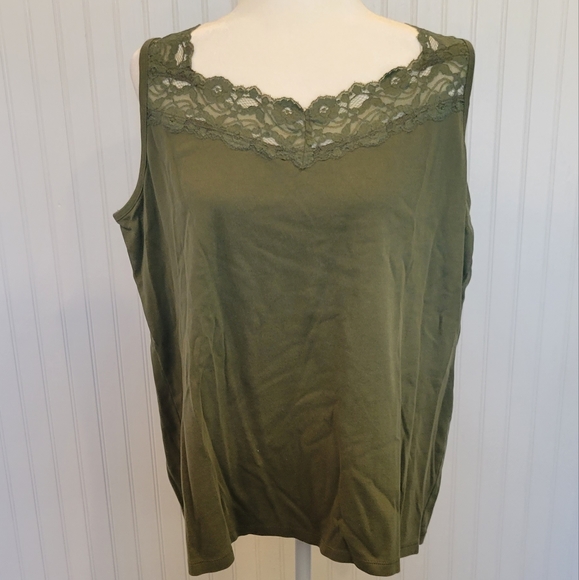 Tan Jay | Tops | Vintage 9s Tan Jay Tank Top Olive Green Size 6 Lace ...